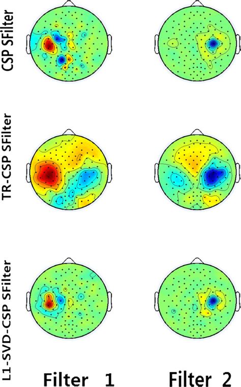 The Scalp Topology Of Two Most Discriminative CSP Filters Learned From Download Scientific