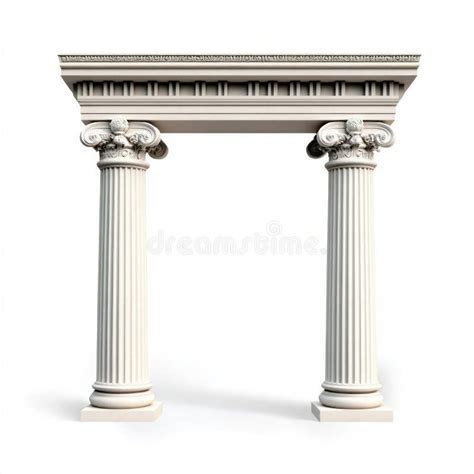 Classical Ionic Columns And Architectural Structure Isolated On White