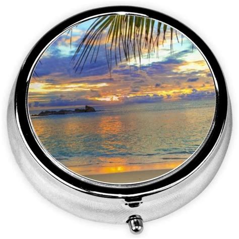 Pilulier De Poche Portable Sunset At The Beach Mini Pilulier De