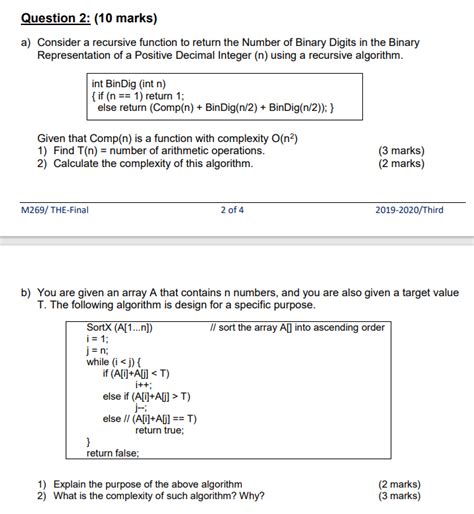question 2 10 marks a consider a recursive