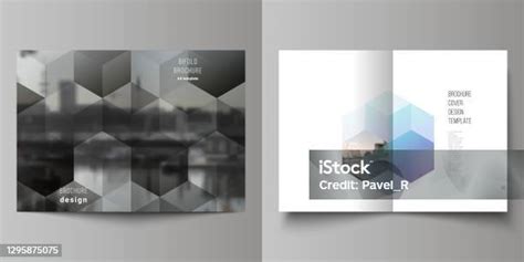 두 개의 A4 포맷 커버 모형 디자인 템플릿의 벡터 레이아웃은 다채로운 육각형 기하학적 모양 이중 브로셔 전단지 잡지 표지 디자인 책 디자인 브로셔 커버를 위한 기술 배경을