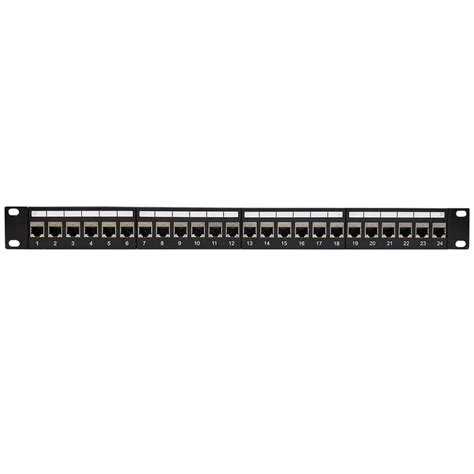 24 Port Cat6a Shielded Patch Panel 19 Rackmount 1u Pass Through
