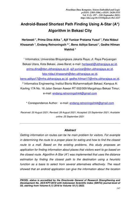 Pdf Android Based Shortest Path Finding Using A Star A Algorithm