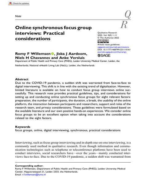 Online Synchronous Focus Group Pdf