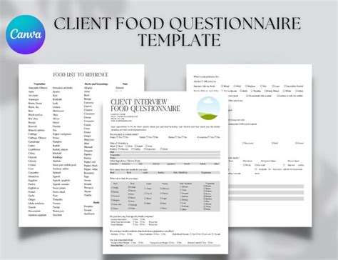 Food Questionnaire Format