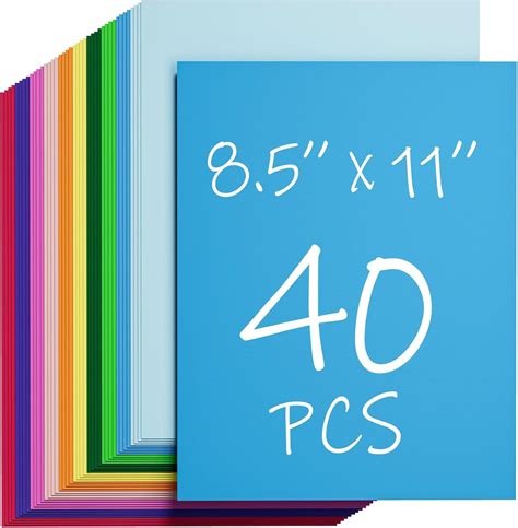 40 Sheets Colored Cardstock 10 Assorted Colors 85 X 11 Cardstock Paper 180gsm65 Lb Colorful