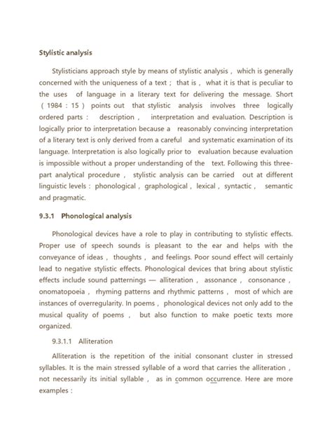 Levels Of Stylistic Analysis Pdf Metaphor Metre Poetry