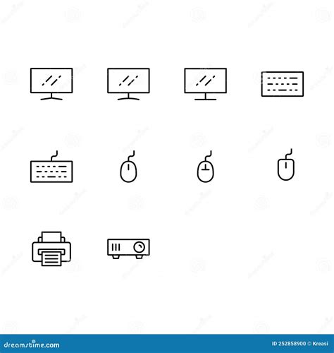 Computer Peripheral Devices Icon Set Editable Vector Stroke Stock Vector Illustration Of