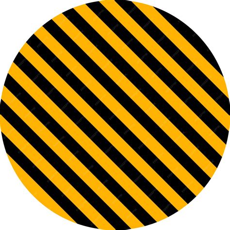 원 노랑 검정 대각선 줄무늬 안전 줄무늬 경고 경고 주의 프리미엄 벡터