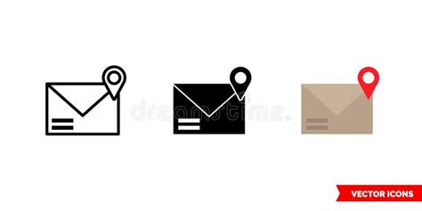 Postcode Icon Of 3 Types Color Black And White Outline Isolated