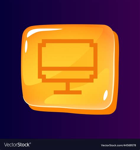 Computer Glossy Ui Button With Pixelated Icon Vector Image
