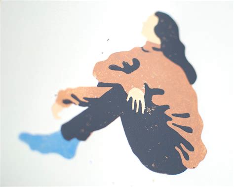 Woman Original Linocut Print Etsy