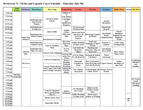 2018 programming grid myths and legends con