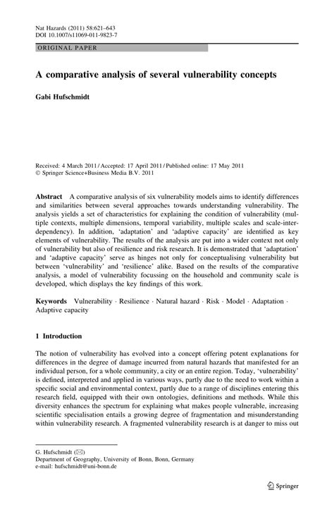 Pdf A Comparative Analysis Of Several Vulnerability Concepts