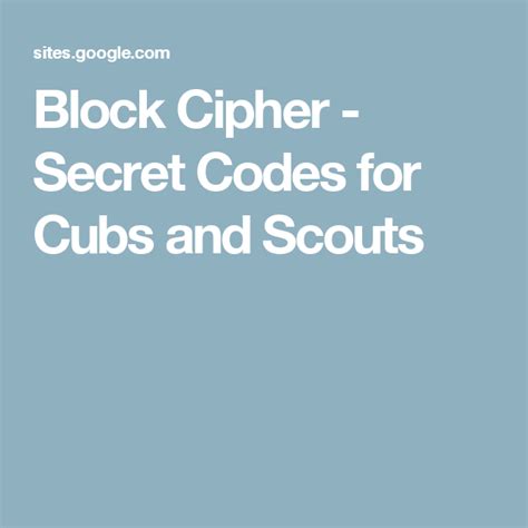 Block Cipher Secret Codes For Cubs And Scouts
