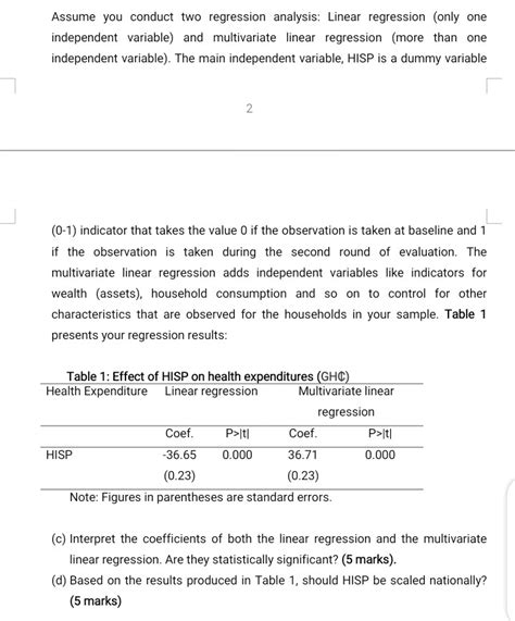 Solved Assume You Conduct Two Regression Analysis Linear Chegg Com