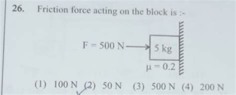 Friction Force Acting On The Block Is N N N