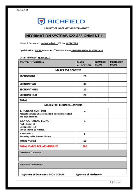 402107606 Is622ad Assignment Faculty Of Information Technology Information Systems 622