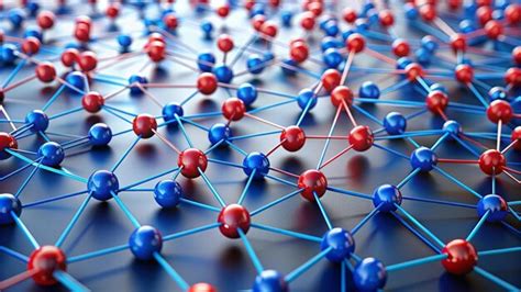 a blue and red model of a complex structure with a blue and red circles