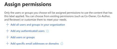 microsoft purview information protect predefined permission groups