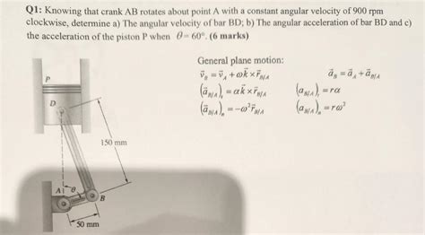 q1 knowing that crank ab rotates about point a with