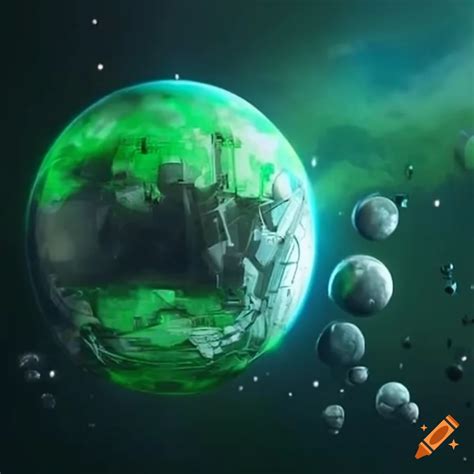 Green and silver star wars space station on Craiyon