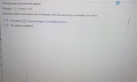 solved find the slope of the line if it is defined through