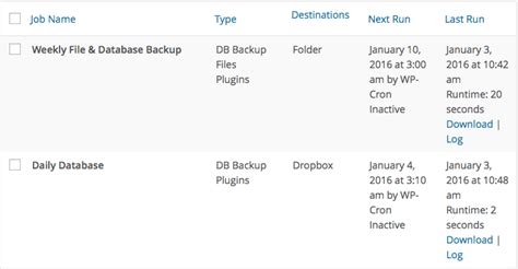 backup wordpress with backwpup tutorial anphira wordpress development