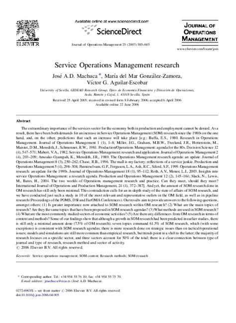 Pdf Service Operations Management Research