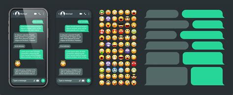 Premium Vector Smartphone Messaging App User Interface With Emoji Sms Text Frame Chat Screen