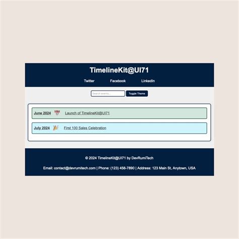 customizable timeline ui kit html and css event timeline template with light and dark themes etsy