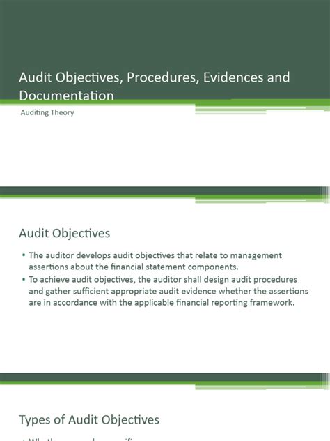 Audit Objectives Procedures Evidences Pdf
