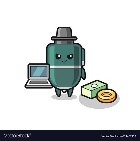 Mascot Of Ballpoint Pen As A Hacker Royalty Free Vector
