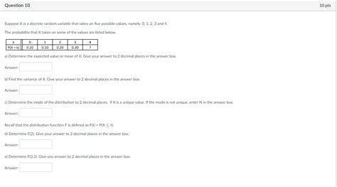 Solved Suppose X Is A Discrete Random Variable That Takes On Chegg