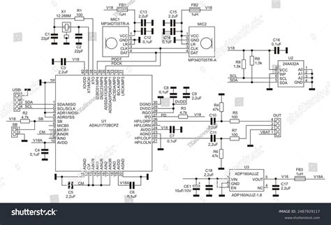 Schematic Diagram Electronic Device On Sheet Stock Illustration 2487929117 Shutterstock