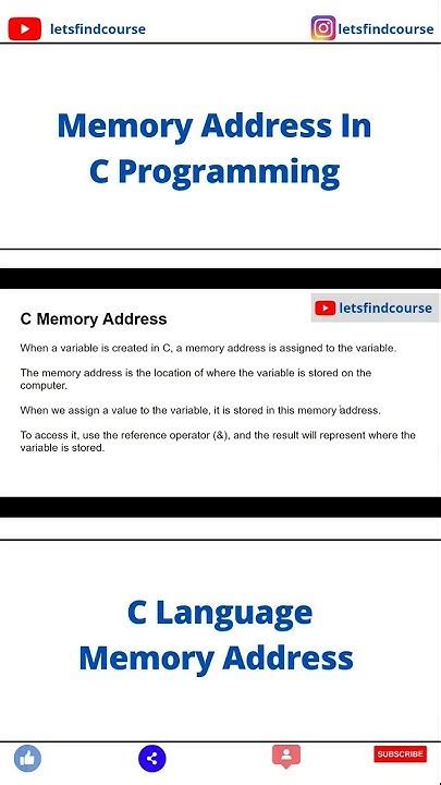 C Memory Address Memory Address In C Language Cprogramming Youtube