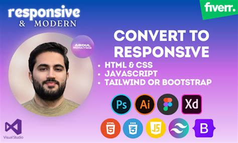 convert xd psd figma to responsive html and css websites by abdul