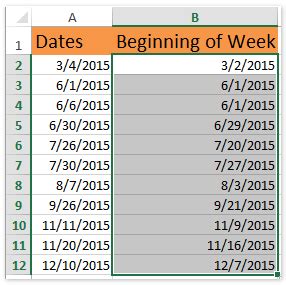 How To Find Beginning Start Of Week By Any Given Date In Excel