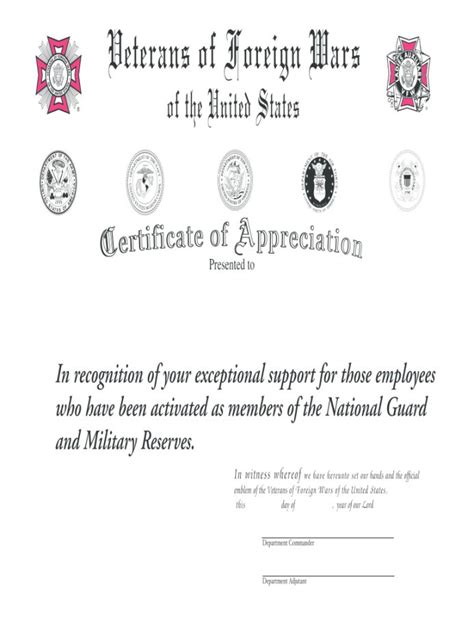Editable Army Certificate Of Appreciation Template Pdf Veterans