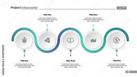 Five Step Process Chart Slide Template Business Data Progress