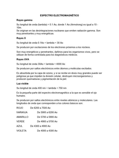 espectro electromagnÉtico pdf espectro electromagnético electrodinámica