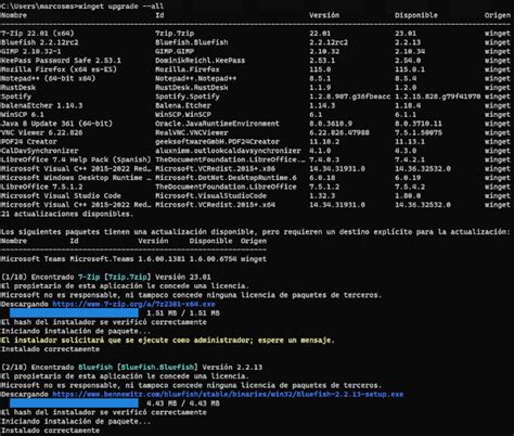 winget el comando de windows que permite instalar de golpe todo el