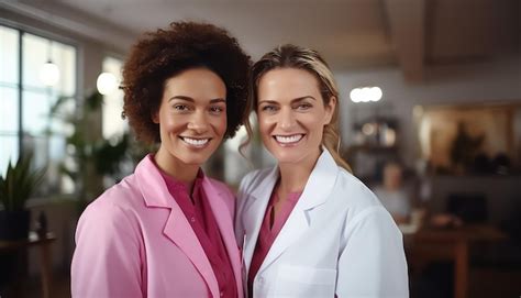 Premium Photo Lab Assistant In Pink Clothes World Cancer Day Concept