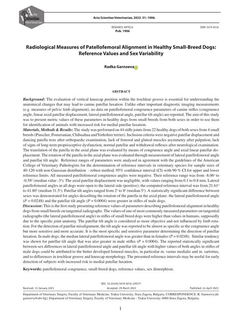 Pdf Radiological Measures Of Patellofemoral Alignment In Healthy