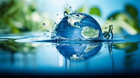 Planète Terre Submergée Et Flottant Dans Leau Illustration Conceptuelle En 3d Du Réchauffement