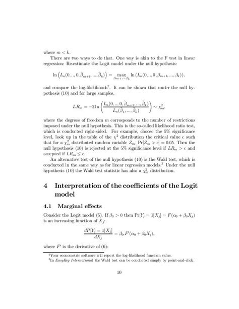 Logit Model Testing And Interpretation