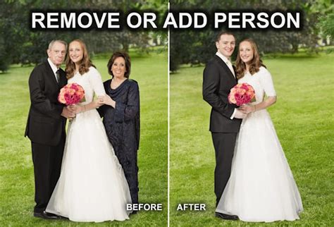 add or remove object person people add text logo background from