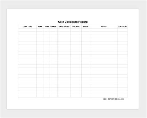 Free Printable Coin Inventory Sheets Educational Printable Activities
