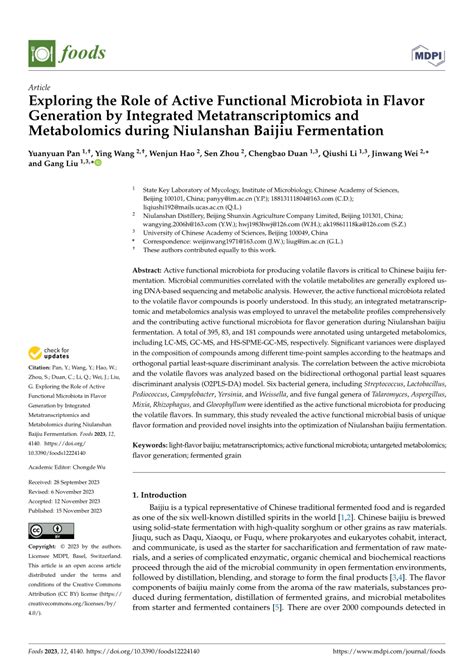 Pdf Exploring The Role Of Active Functional Microbiota In Flavor