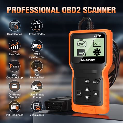 NEXPOW OBD2 Scanner, Car Code Reader, CAN Diagnostic Scan Tool for All OBD II Protocol Cars ...